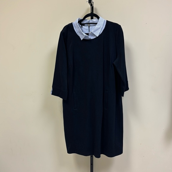 Talbots | Dresses | Talbots Plus Size Navy Dress With Faux Pinstriped ...